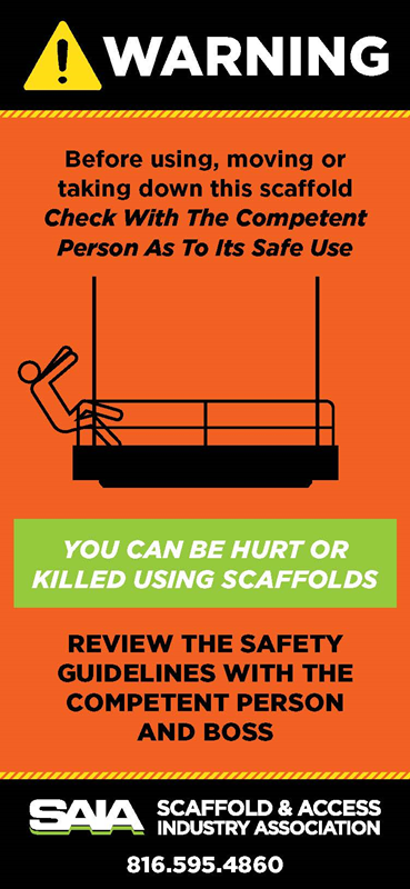 Warning Label for Suspended Scaffold